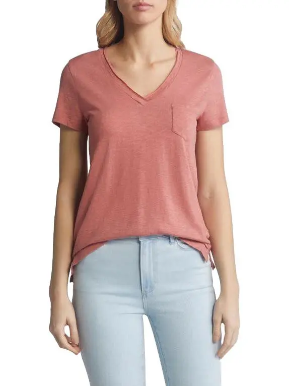 Caslon V-neck Short-sleeve T-shirt - Pink Canyon