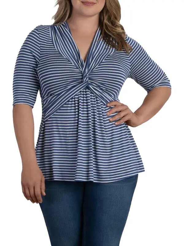 KIYONNA Ashton Twist Striped Top - Blue Moon Stripes