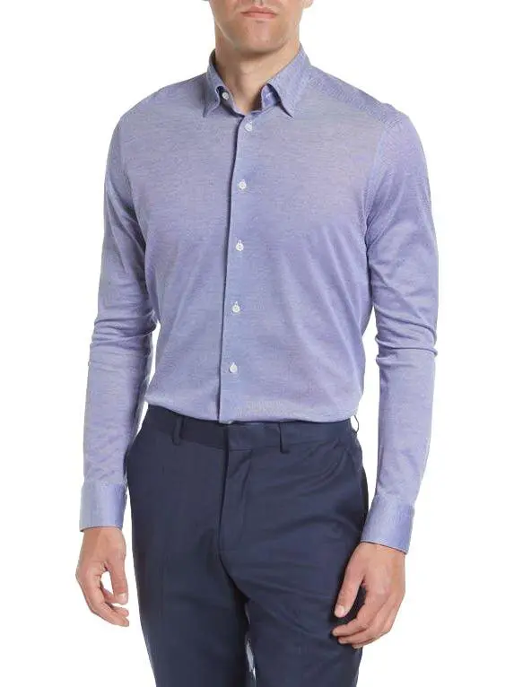 Eton Contemporary Fit Oxford Piqué Dress Shirt - Medium Blue