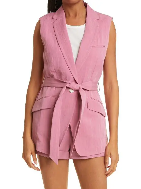 Rag & Bone Margot Sleeveless Belted Blazer - Blush Pink