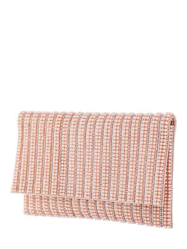 Nina Crystal And Imitation Pearl Embellished Clutch - Pearl Rose