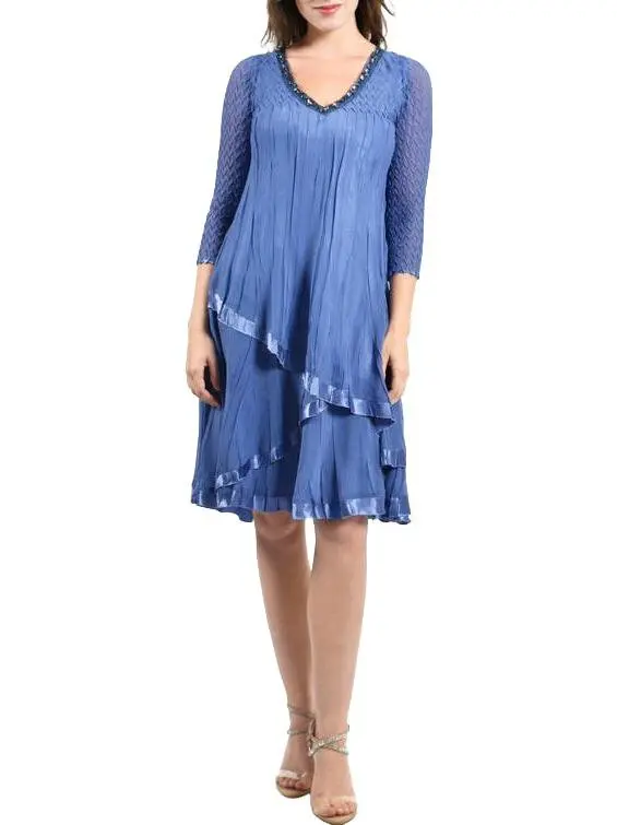 Komarov Layered Chiffon Dress - Fregatta Blue