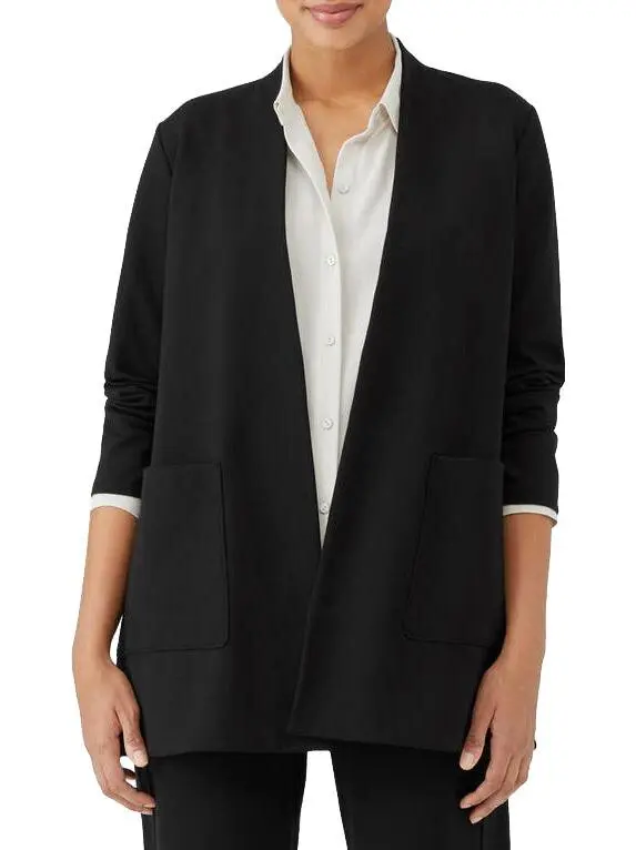 Eileen Fisher Open Front Long Jacket - Black