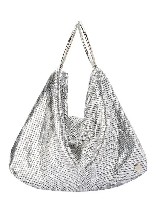 OLGA BERG Mesh Convertible Bag - Silver