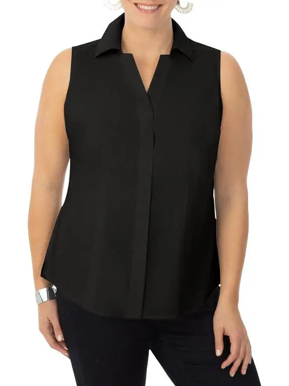 Foxcroft Taylor Non-iron Sleeveless Button-up Shirt - Black