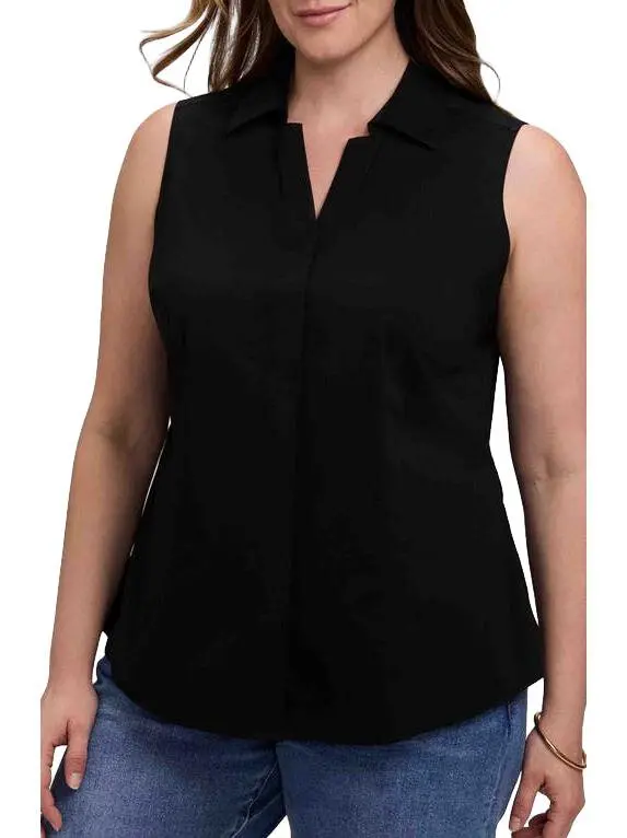 Foxcroft Taylor Non-iron Sleeveless Button-up Shirt - Black
