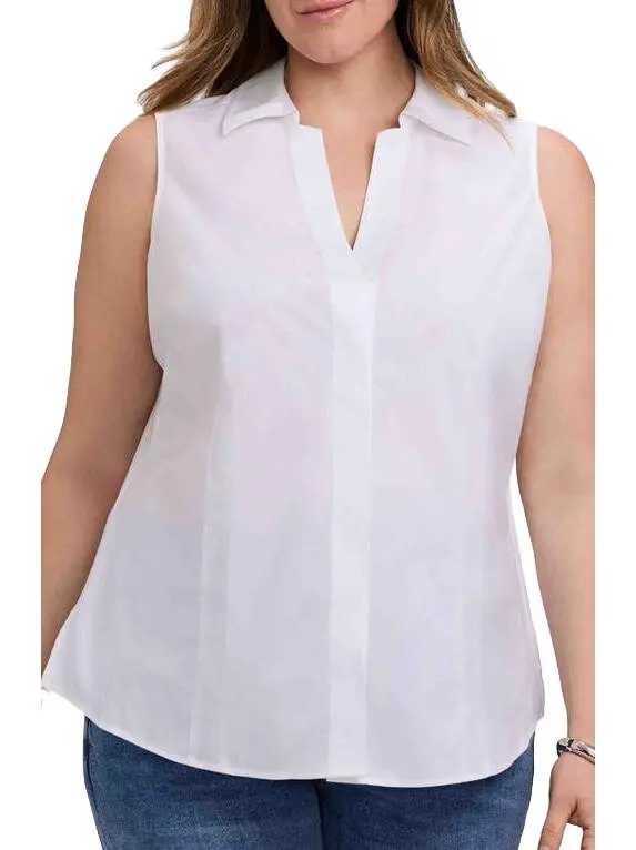 Foxcroft Taylor Non-iron Sleeveless Button-up Shirt - White