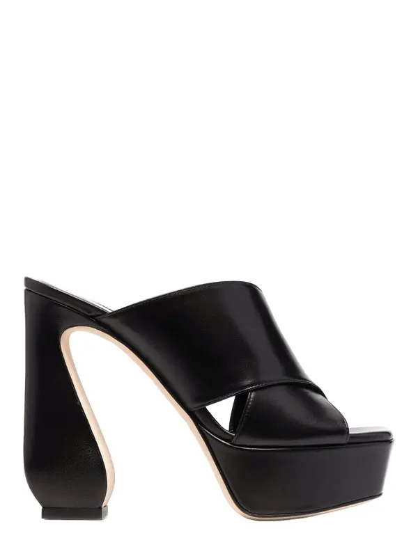 SERGIO ROSSI 90mm Platform Leather Mules - Black