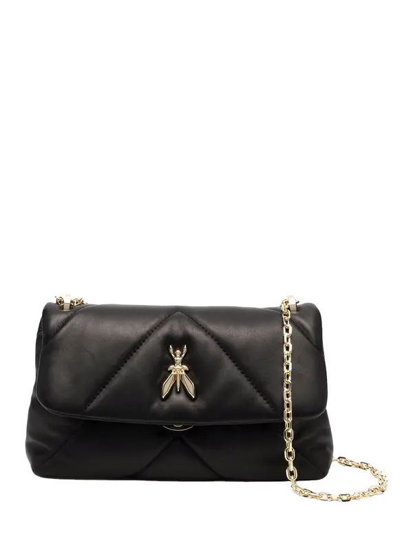 Patrizia Pepe Chevron Leather Shoulder Bag - Black