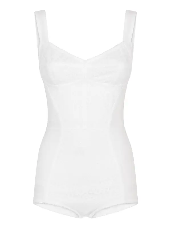 Dolce & Gabbana Floral-lace Corset Bodysuit - White