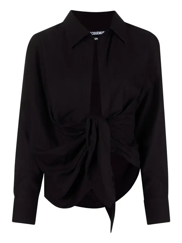 Jacquemus La Chemise Bahia Draped Shirt - Black