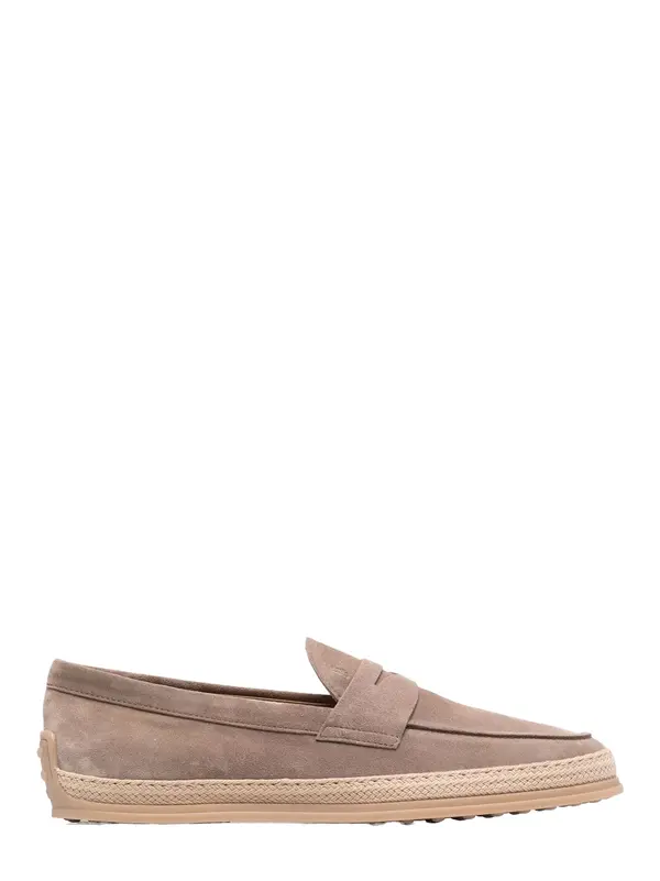 TOD'S Woven-trim Penny Loafers - Neutrals