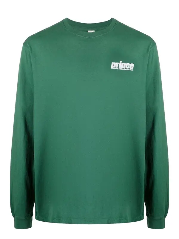 SPORTY & RICH Logo-print Long-sleeve T-shirt - Green