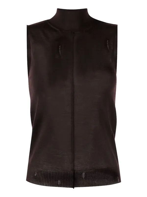 Amiri High Neck Cashmere Vest - Brown