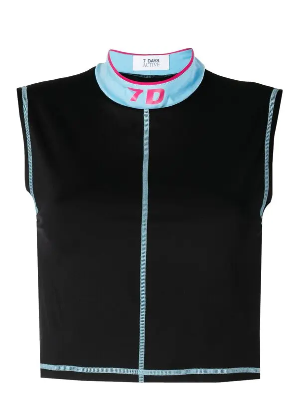 7 DAYS ACTIVE Logo-print Sleeveless Top - Black