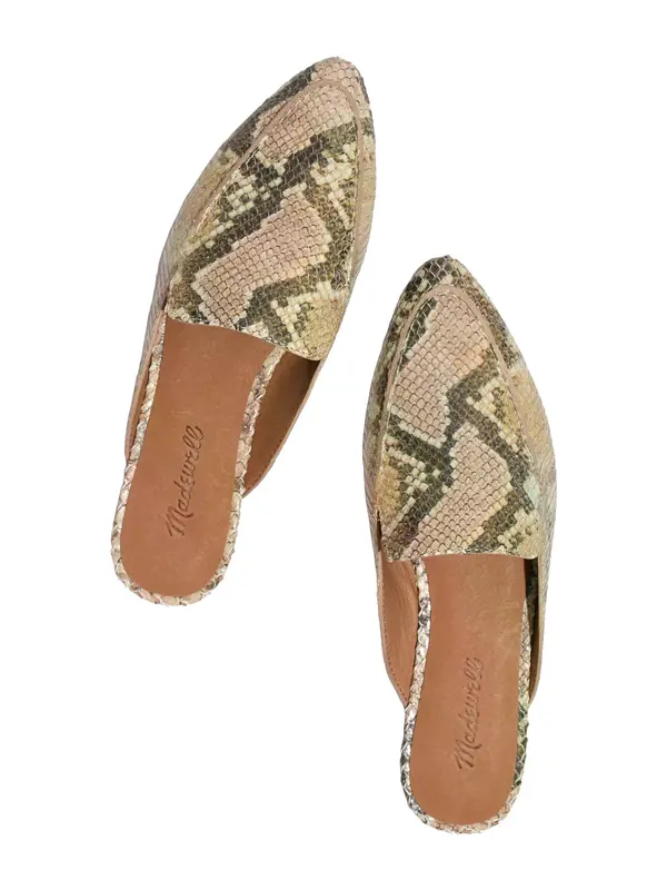 Madewell Frances Skimmer Mule In Snake Embossed Leather - Blush Multi