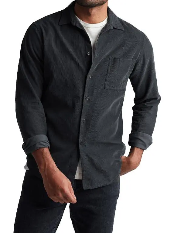 ROAN Nobel Fine Wale Corduroy Button-up Shirt - Faded Black