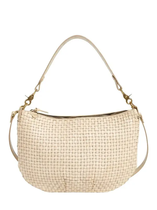 Clare V. Moyen Messenger Bag - Cream Woven Checker