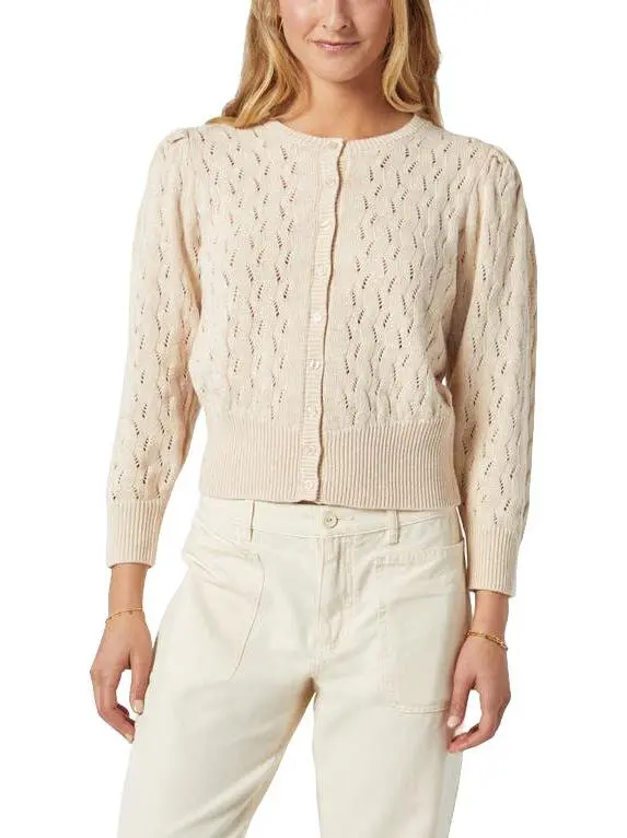 Joie Pointelle Cotton & Linen Cardigan - Tapioca