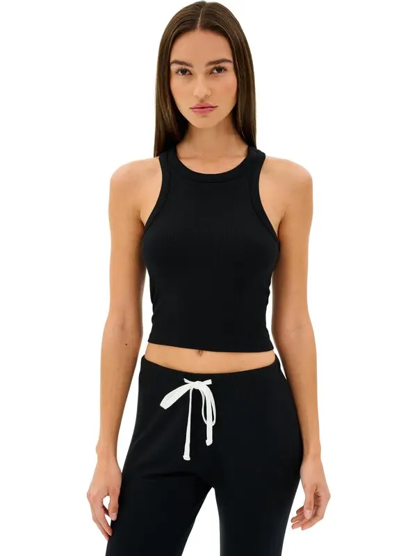 Splits59 Kiki Ribbed Cropped Tank Top - Black