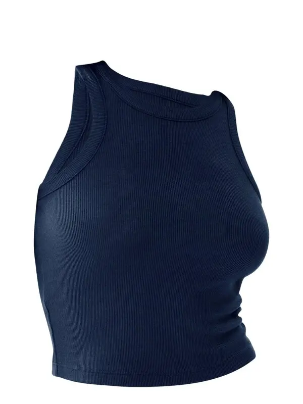 Splits59 Kiki Ribbed Cropped Tank Top - Indigo