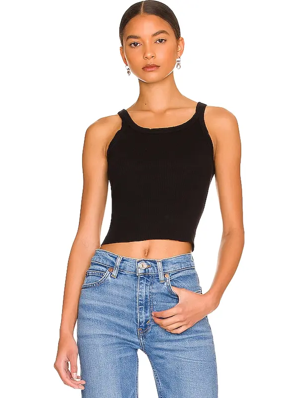 RE/DONE X Hanes Cropped Rib Tank - Black