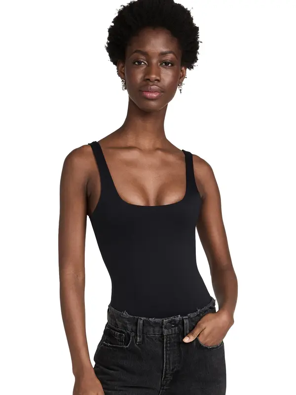 Good American Sculpting Modern Tank Bodysuit - Black001