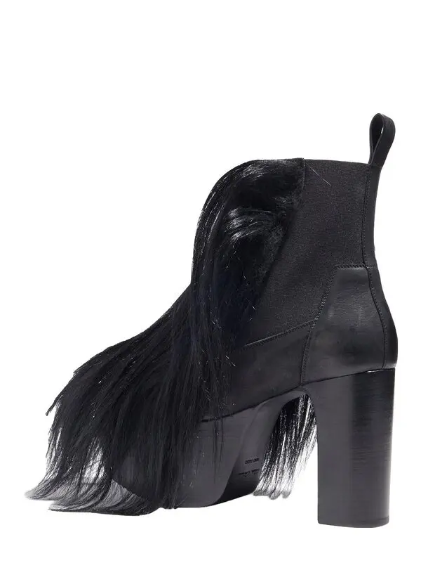 Rick Owens Goat Kiss Leather Platform Ankle Boots - Black