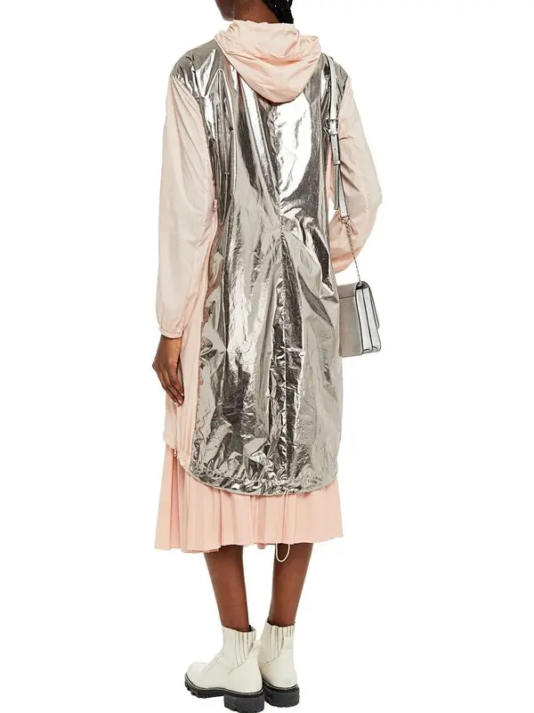 Red Valentino Paneled Metallic Shell Hooded Raincoat - Blush