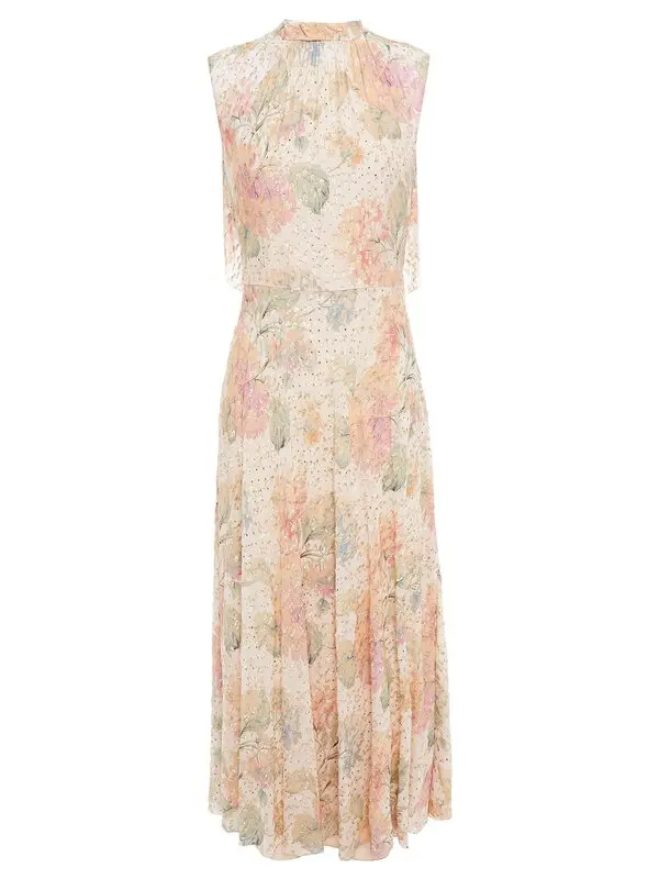 Red Valentino Floral-print Fil Coupé Chiffon Midi Dress - Baby Pink