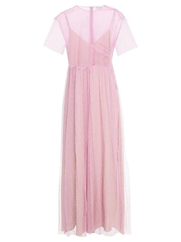 Red Valentino Gathered Point D'esprit Midi Dress - Lilac