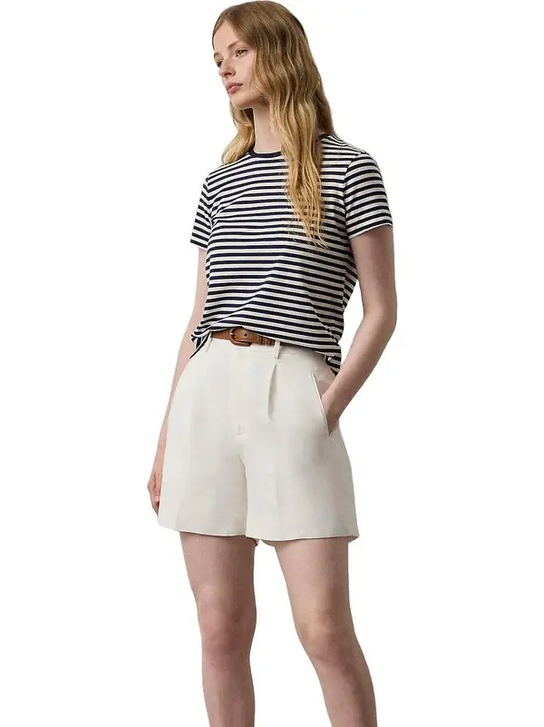 Ralph Lauren Tracy Pleated Linen Shorts - Cream