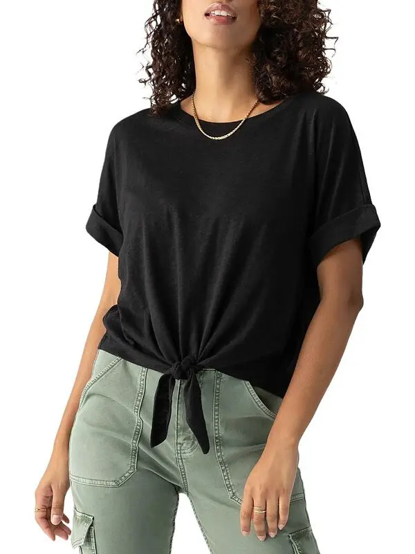 Sanctuary Tie-front Tee - Black
