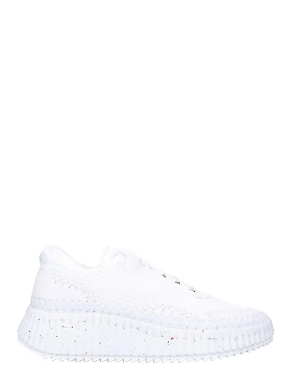 Chloé Nama Embroidered Suede And Mesh Trainers - White