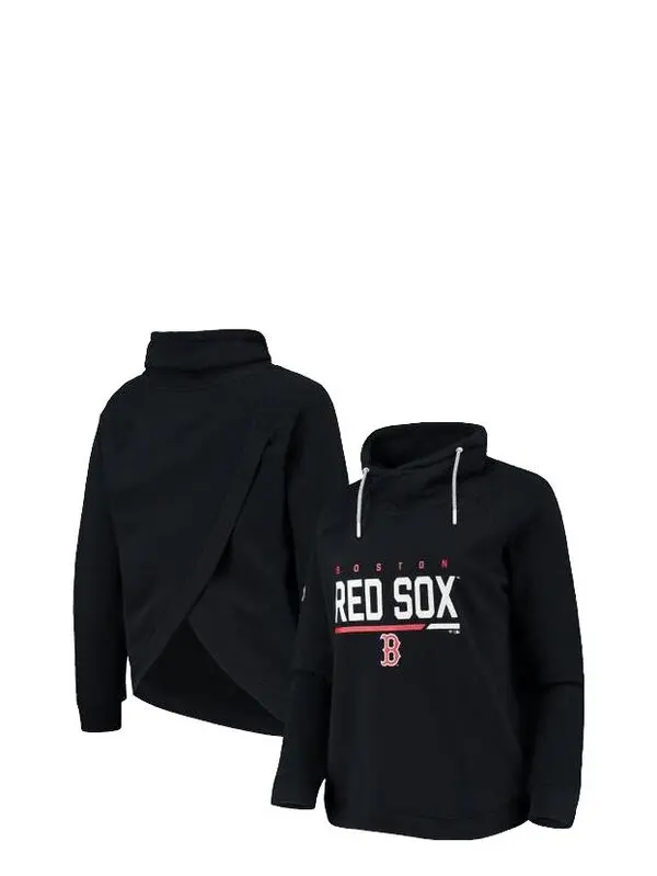 LEVELWEAR Boston Red Sox Vega Funnel Neck Raglan Pullover Sweatshirt - Black