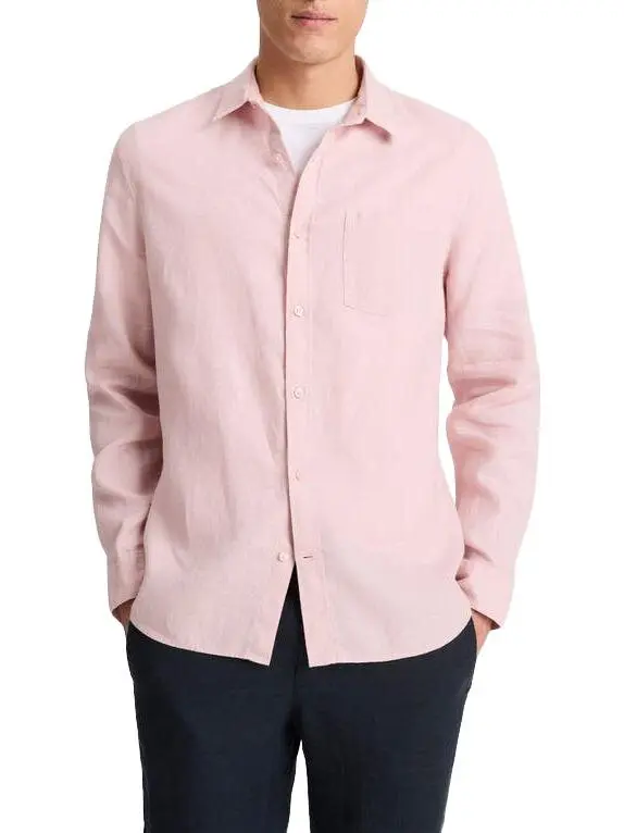 Vince Linen Button-up Shirt - Faded Pink