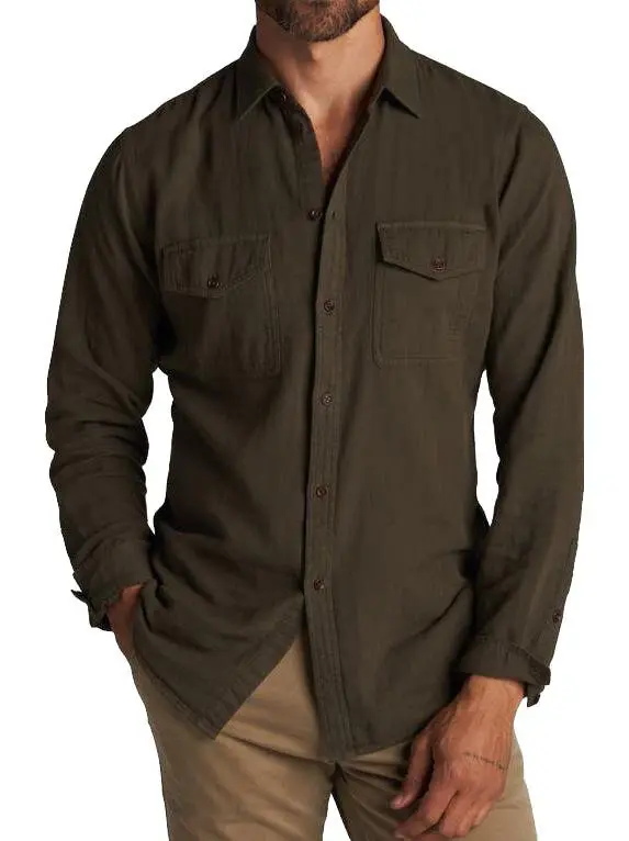 ROAN Leeds Double Weave Button-up Shirt - Olive