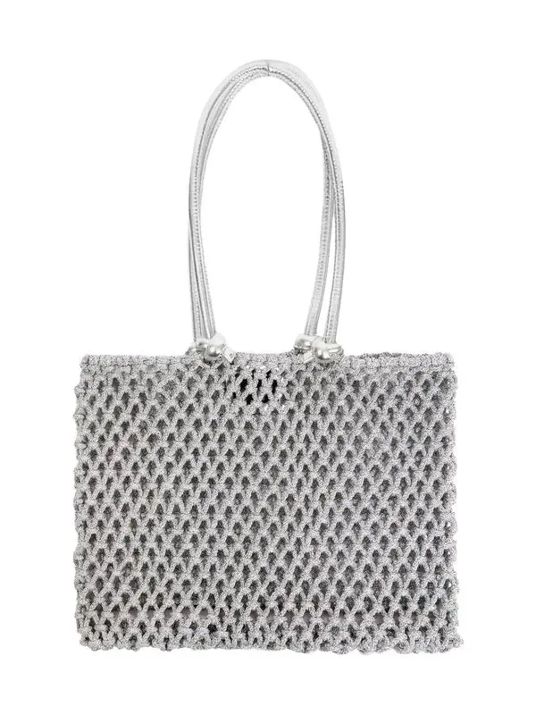 Clare V. Sandy Woven Market Tote - Silver