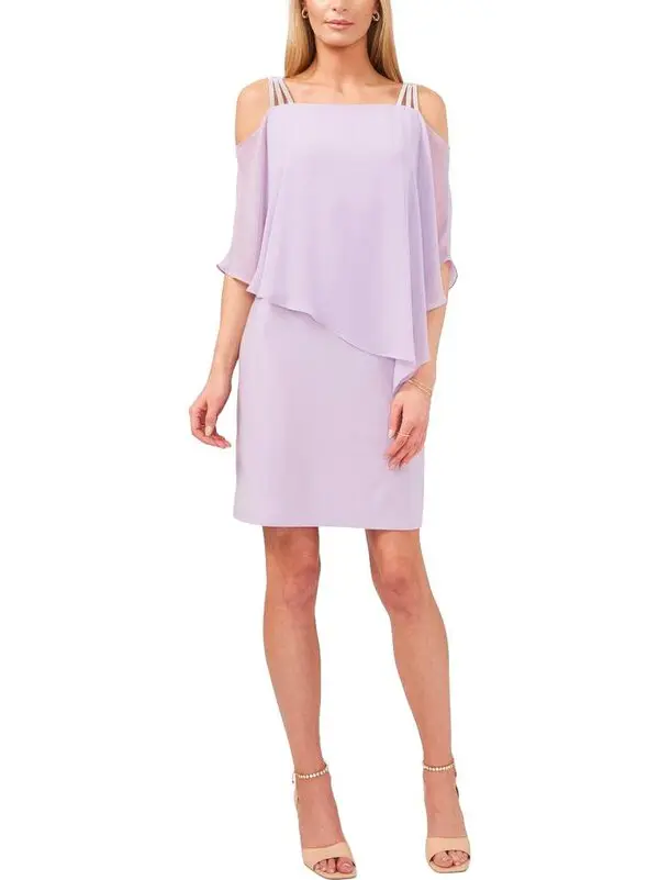 Chaus Cold Shoulder Overlay Sheath Dress - Iris Allure 530