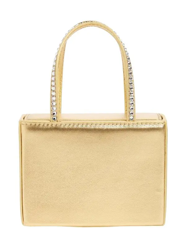 Amina Muaddi Superamini Gilda Top Handle Bag - Gold White Crystals