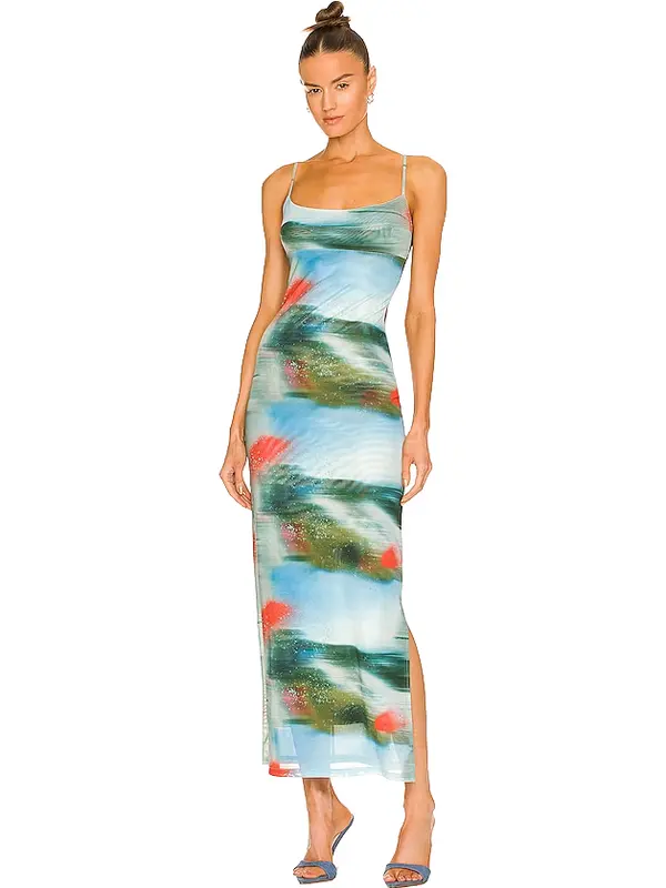 Miaou Thais Abstract Print Dress - Motion Blue