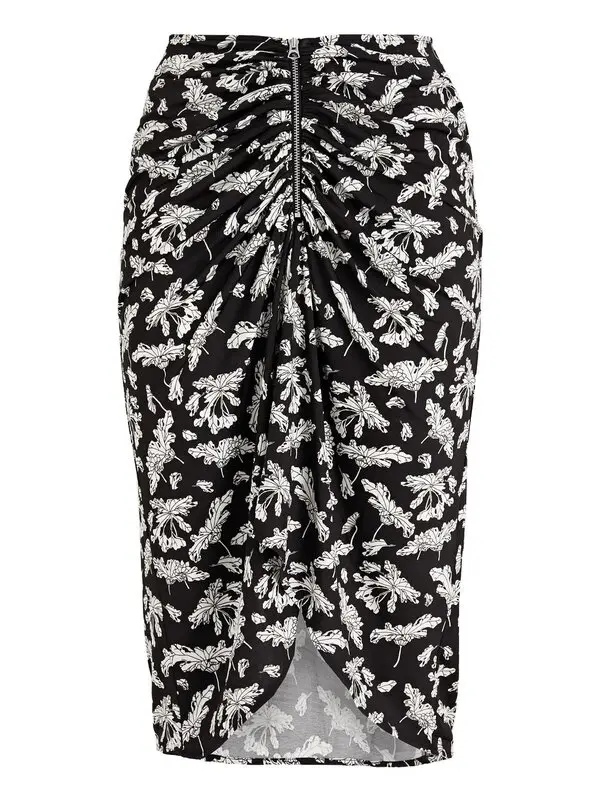Rag & Bone Sabine Ruched Floral-print Stretch-jersey Skirt - Black