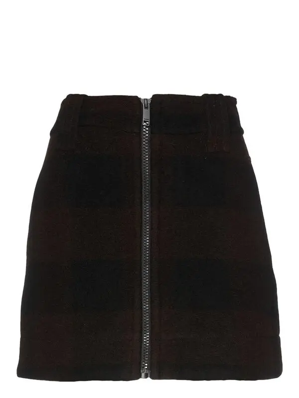 GANNI Checked Wool-blend Mini Skirt - Brown