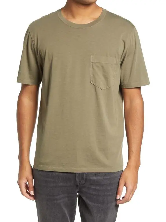 Billy Reid Washed Organic Cotton Pocket T-shirt - Moss