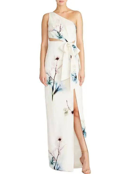 Monique Lhuillier Floral One-shoulder Gown - X-ray Flora