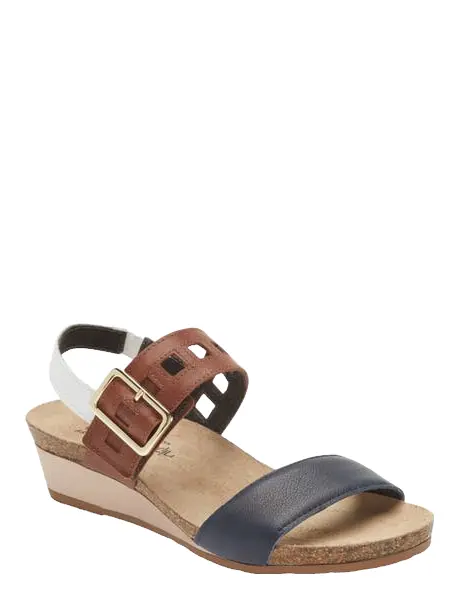 Naot Dynasty Wedge Sandal - Ink/soft Chestnut/white