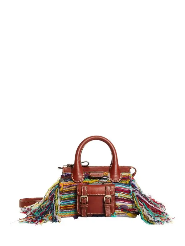 Chloé Mini Edith Cashmere & Leather Satchel - Multicolor