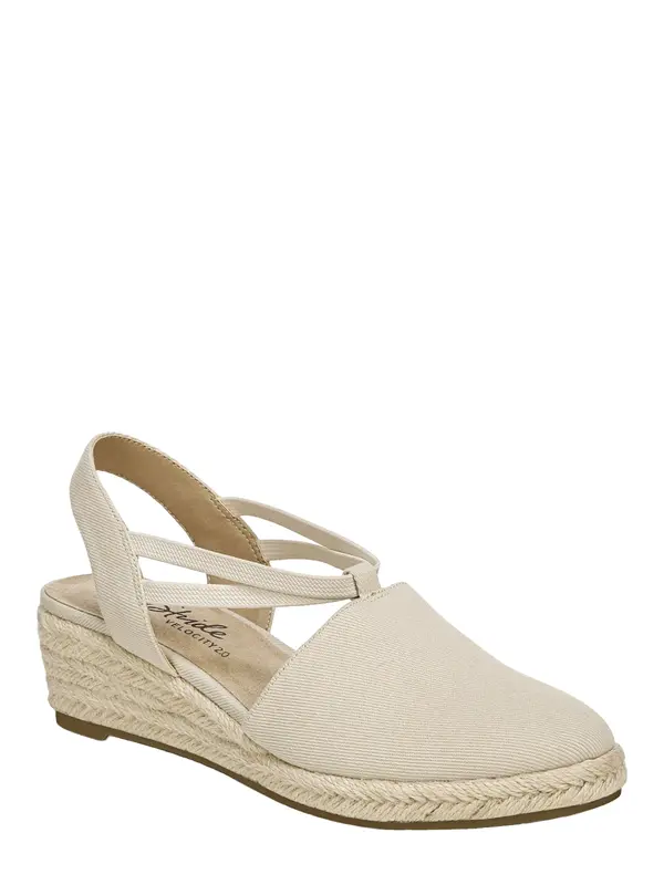 LIFESTRIDE Katrina Espadrille Slingback Wedge Pumps - Almond
