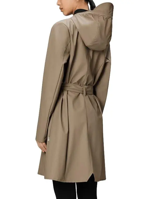 Rains Curve Waterproof Belted Jacket - Beige