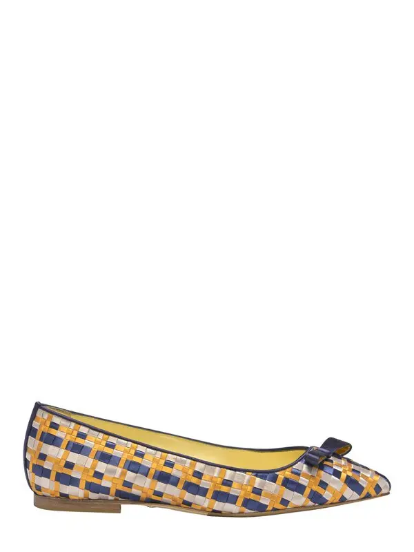 Sarah Flint Natalie Flat - Royal Navy & Goldenrod Satin
